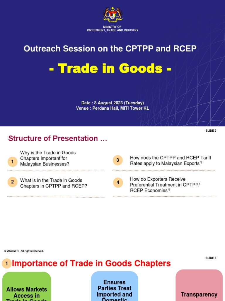 TIG Slides - Outreach Session On CPTPP and RCEP | PDF | Customs | Tariff
