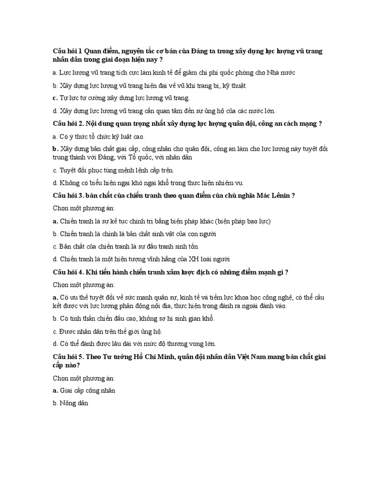 Hp1 1 Dap An Thi Quoc Phong An Ninh Xuan Hoa 21 22 | PDF