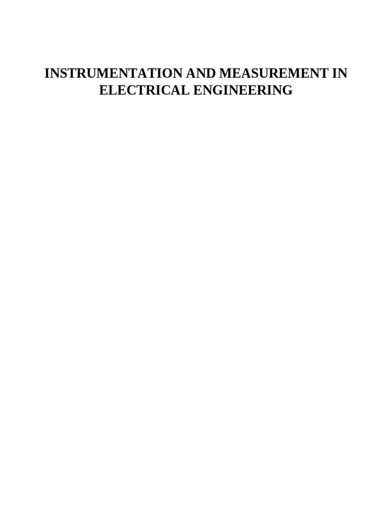 Instrumentation And Measurement In Electrical Engineering Pdf