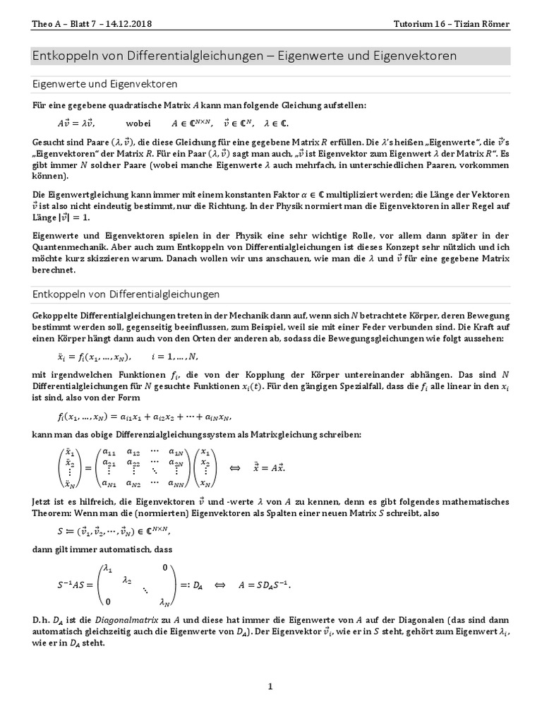 Entkoppeln Von Differentialgleichungen | PDF