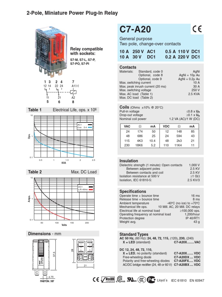 C7-A20DX - Power Relay | PDF