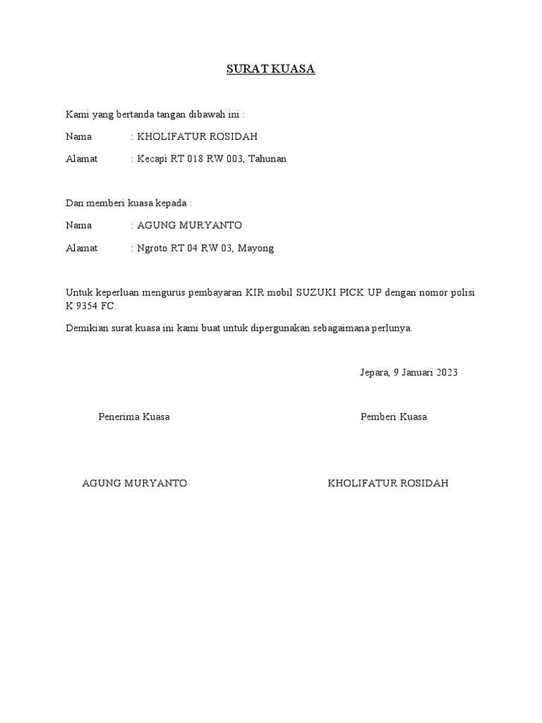 Surat Kuasa Kir | PDF