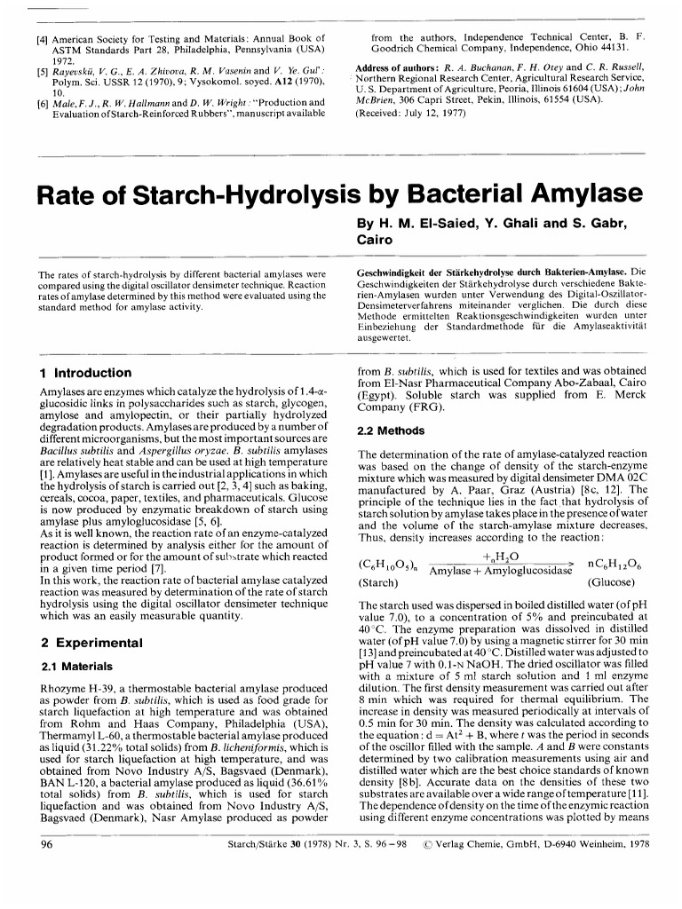 Rate of Starch-Hydrolysis by Bacterial Amylase | PDF | Starch | Glucose