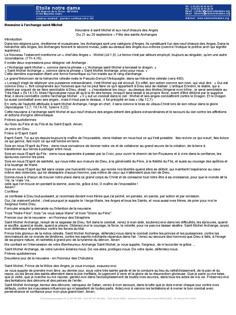 Neuvaine À L'archange Saint Michel | PDF