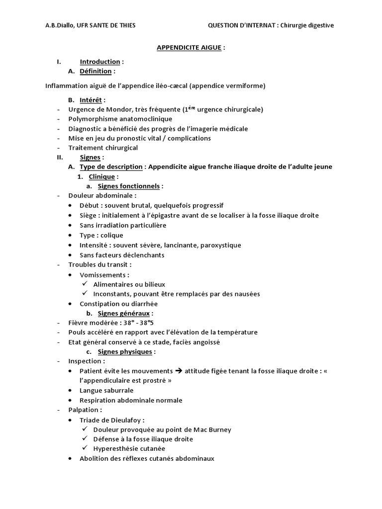 Appendicite Aigue | PDF