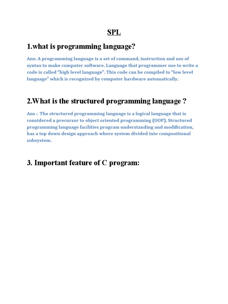SPL 1.what Is Programming Language? | PDF
