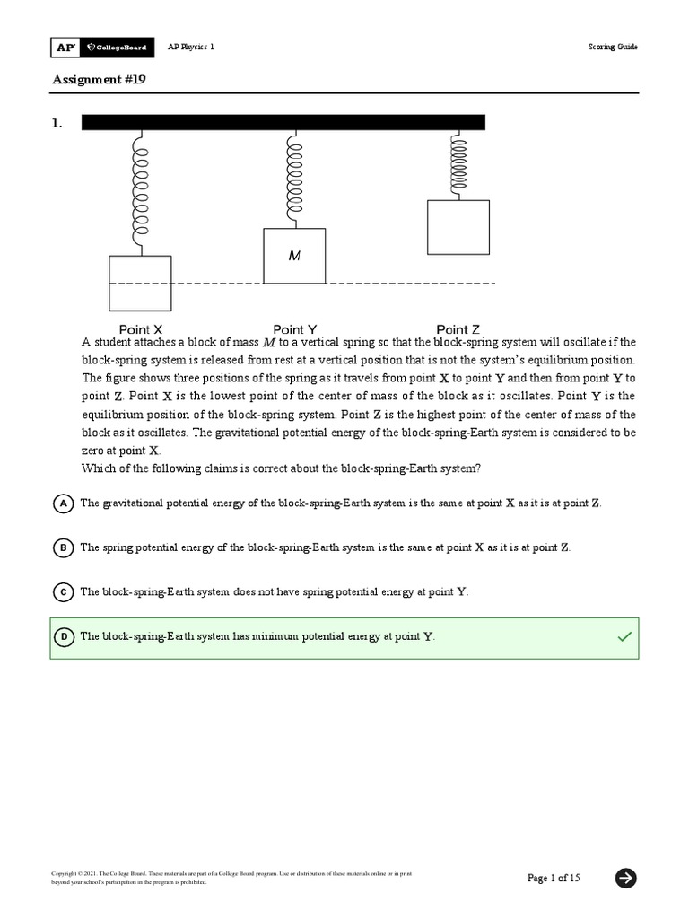AP - Physics Work and Energy MCQ Question | PDF