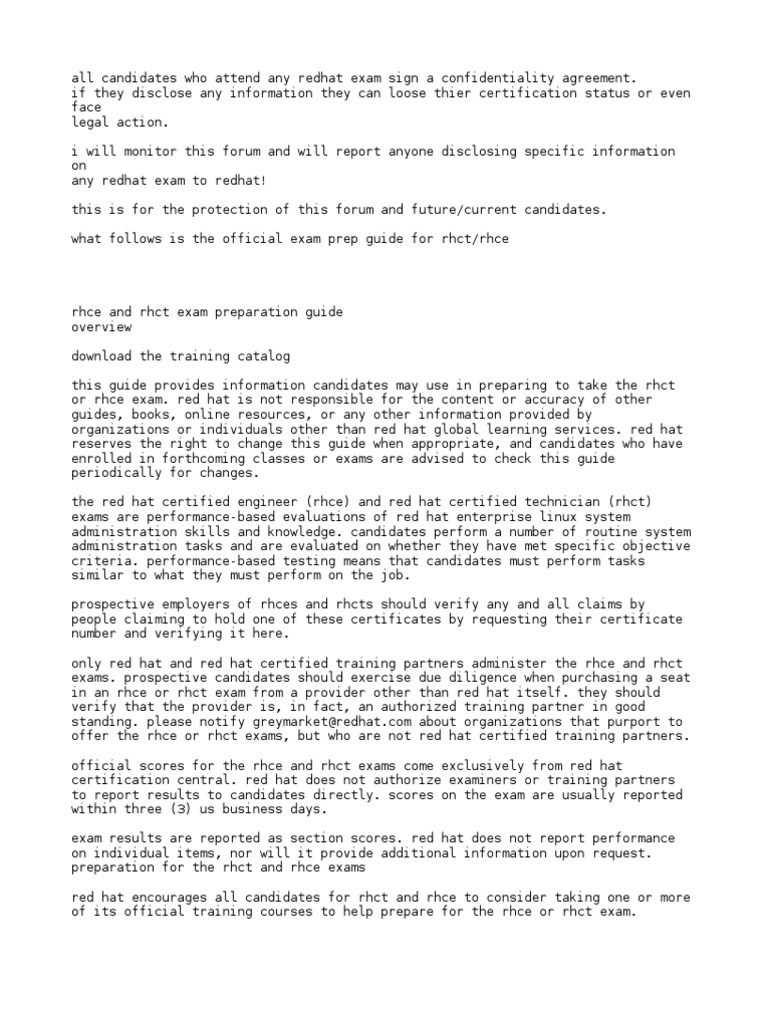 RHCE and RHCT Exam Preparation Guide | PDF | File System | Test ...