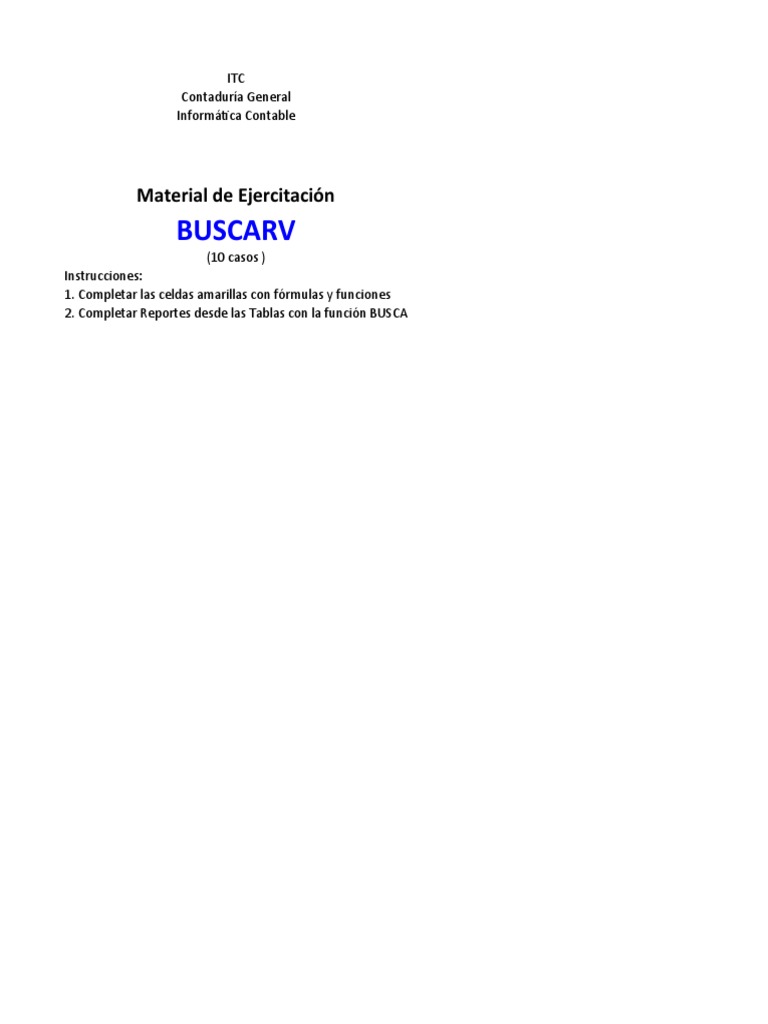 BUSCARV Ejrcicios | PDF