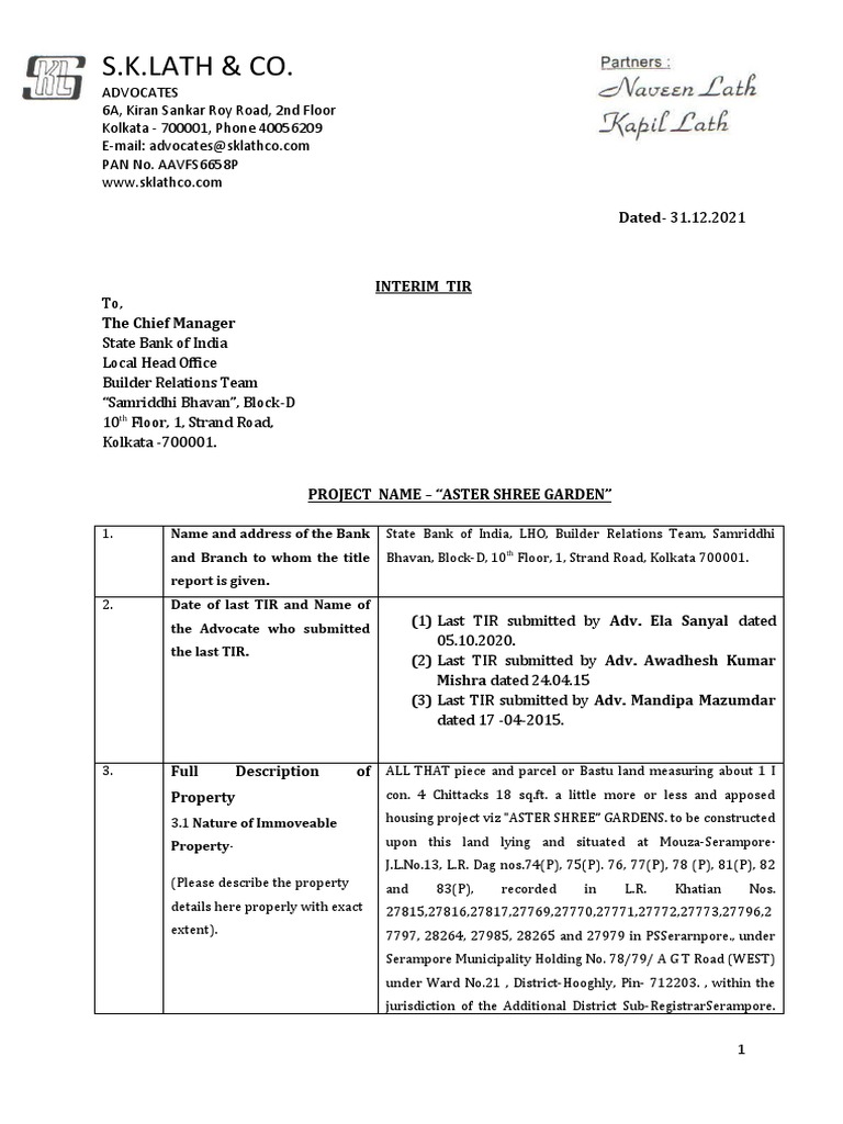 Sbi Interim Tir Format Lath | PDF