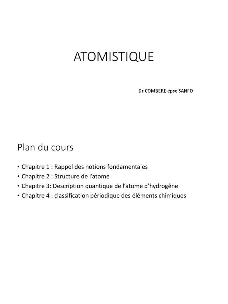 Atomistique | PDF