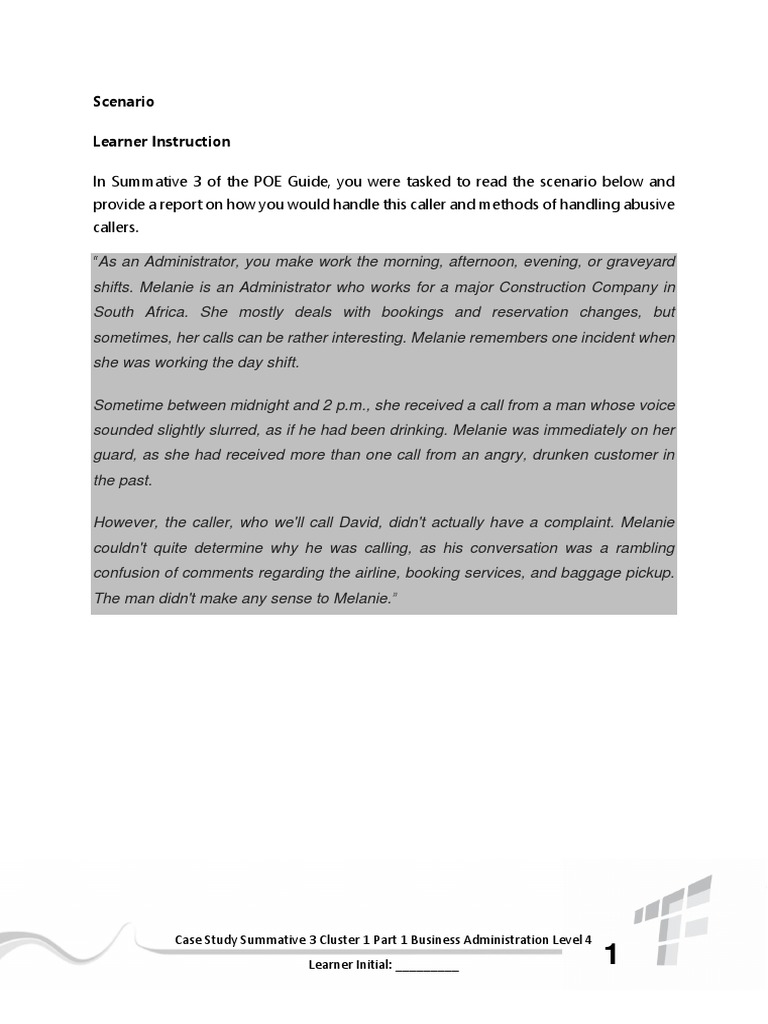 Hand Out 1 Case Study | PDF