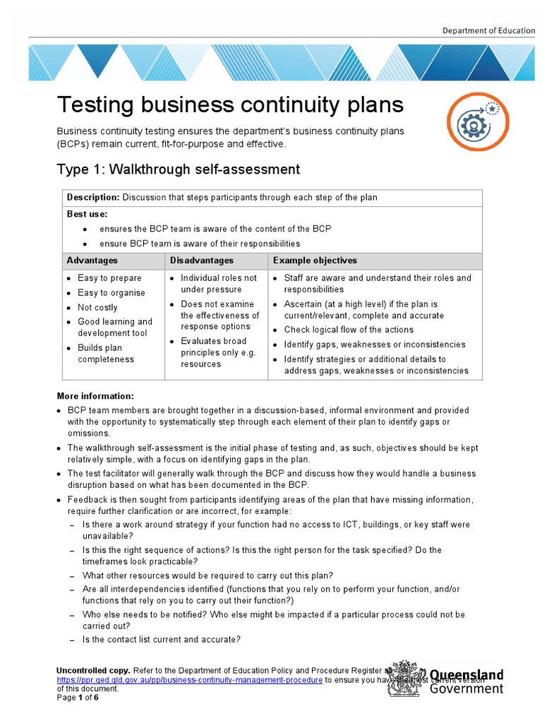 Testing Business Continuity Plans Factsheet | PDF | Simulation ...