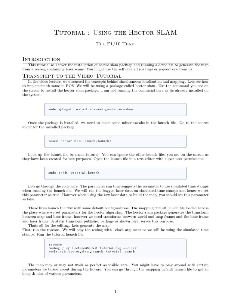 W3 - T1 - Using The Hector SLAM | PDF | Computer File | Sudo