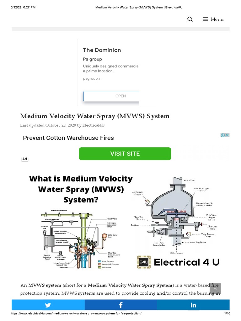 Medium Velocity Water Spray (MVWS) System - Electrical4U | PDF | Valve ...