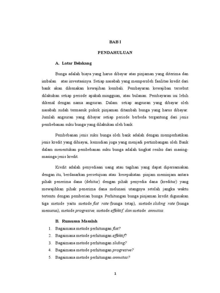 Metode Perhitungan Bunga Kredit | PDF