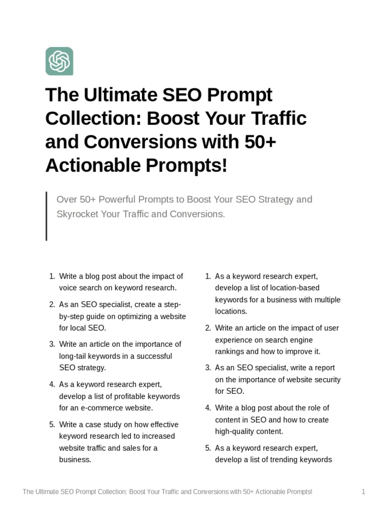 The Ultimate SEO Prompt Collection Boost Your Traffic and Conversions ... The Ultimate SEO Prompt Collection Boost Your Traffic and Conversions ...