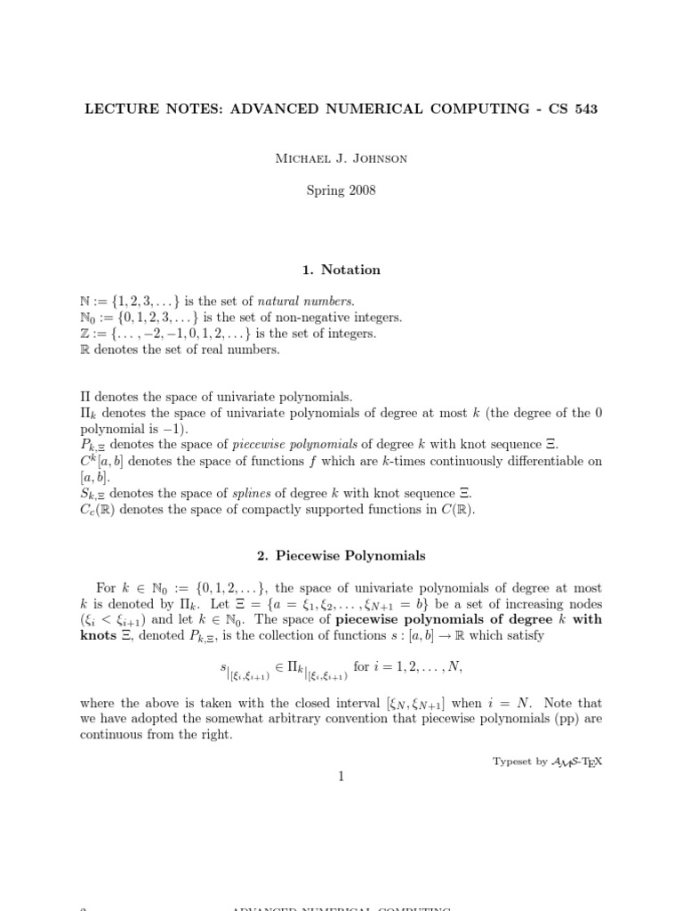 Lecture Notes1 22 Pdf Spline Mathematics Interpolation