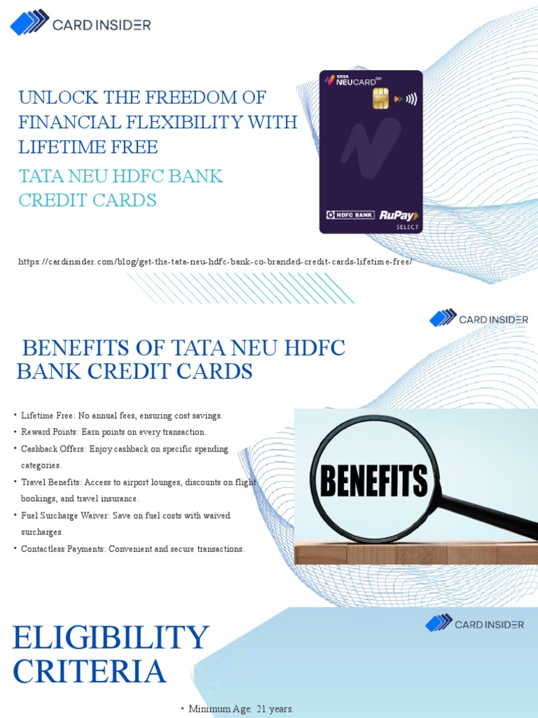 Tata Neu HDFC Credit Card: Lifetime Free | PDF | Finance & Money Management