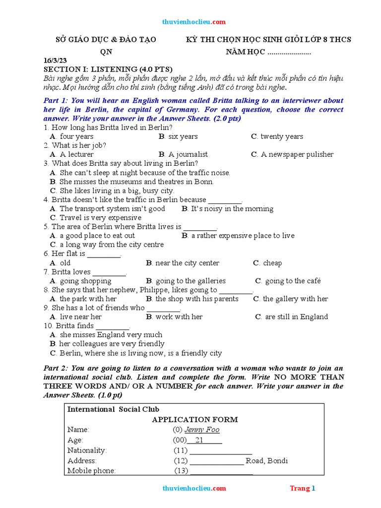 ĐỀ HSG A8 QN | PDF | Intelligence | Cooking