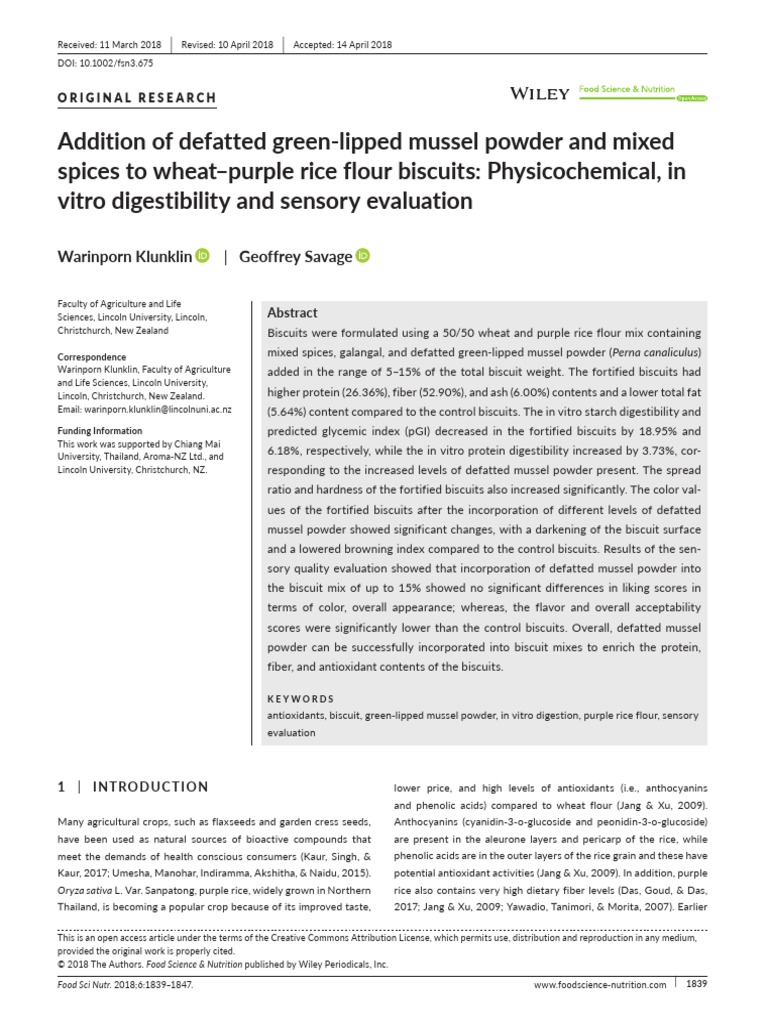 Addition of Defatted Green-Lipped Mussel Powder and Mixed Spices To ...