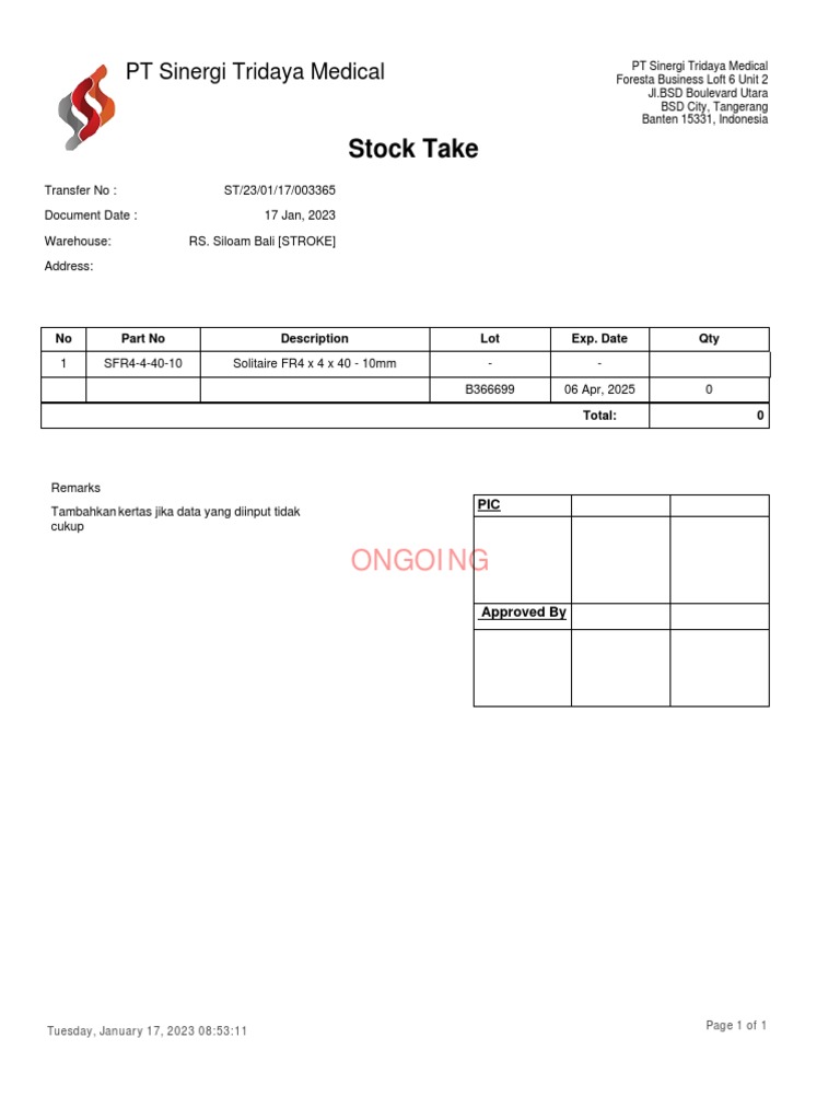 Stock Take | PDF