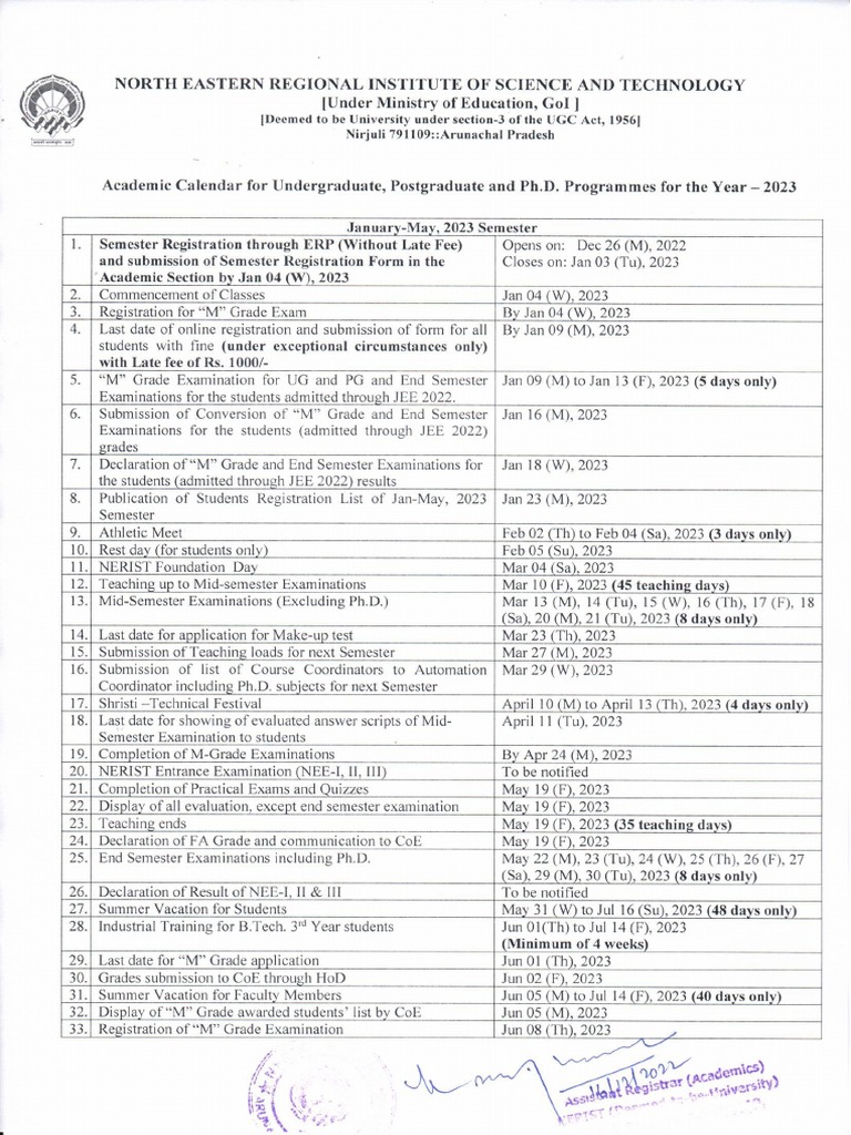 Academic Calendar 2023 | PDF