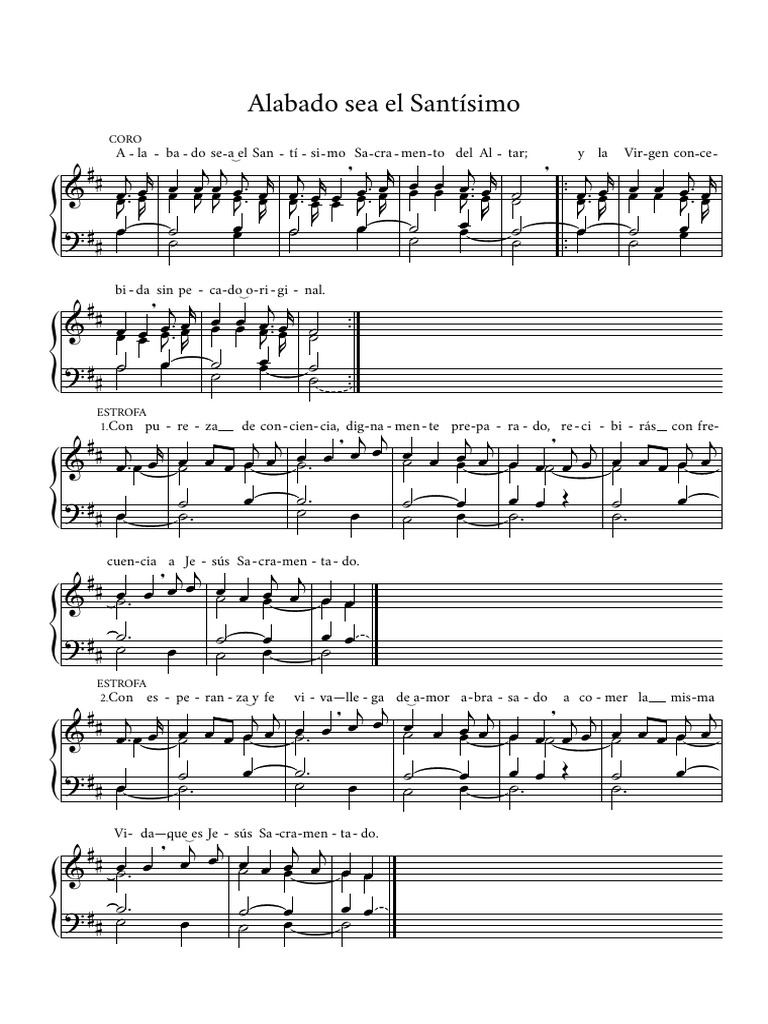 Alabado Sea El Santísimo (Re M) (Digi) | PDF