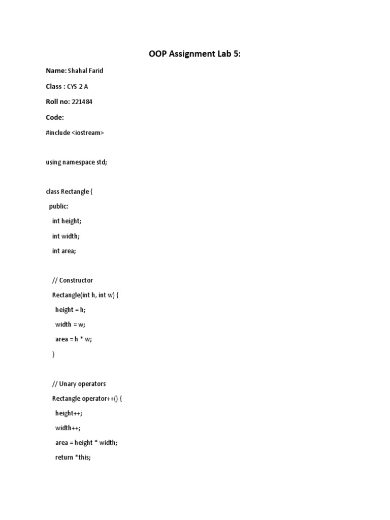OOP Assignment Lab 5 | PDF OOP Assignment Lab 5 | PDF