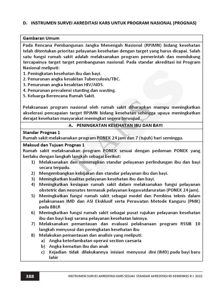 Akreditasi KARS RS 2022: Standar Prognas | PDF