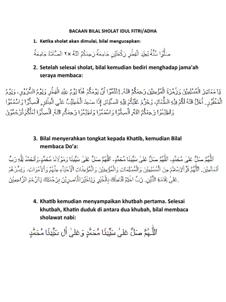 Bacaan Bilal Sholat Idul Fitri | PDF