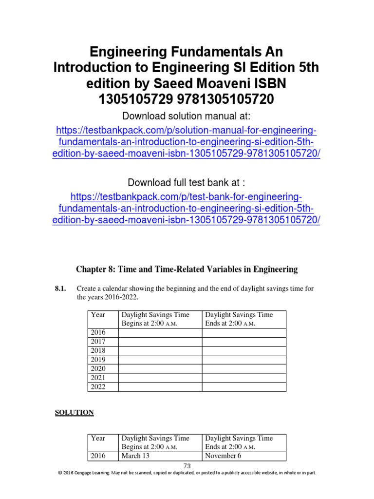 Engineering Fundamentals An Introduction To Engineering SI Edition 5th ...