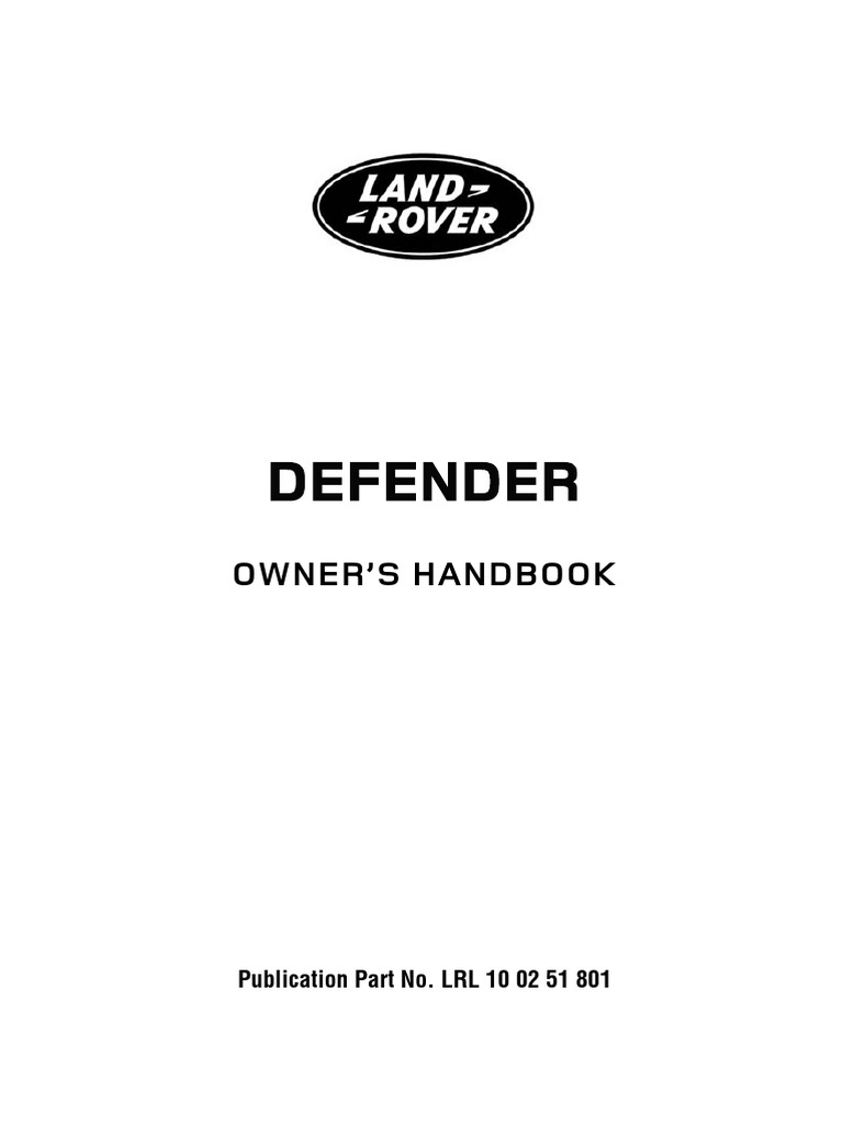 LRL 10 02 51 801 - Defender Owner's Handbook | PDF | Home & Garden ...