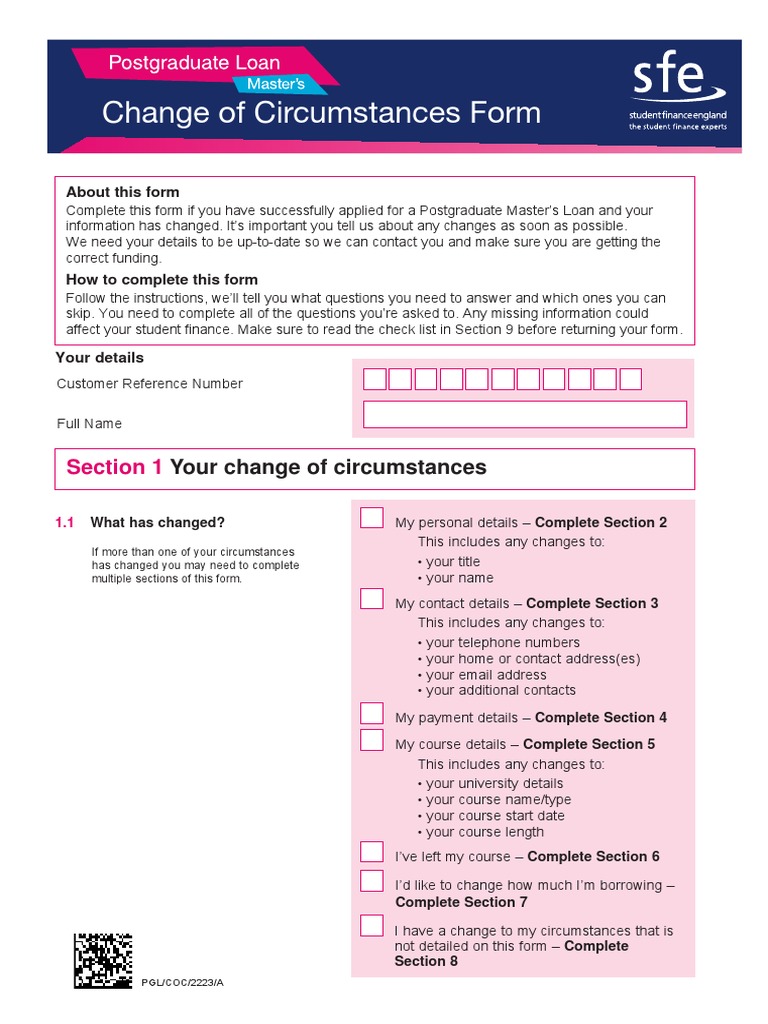 Sfe PGL Change of Circumstances 2223 o | PDF