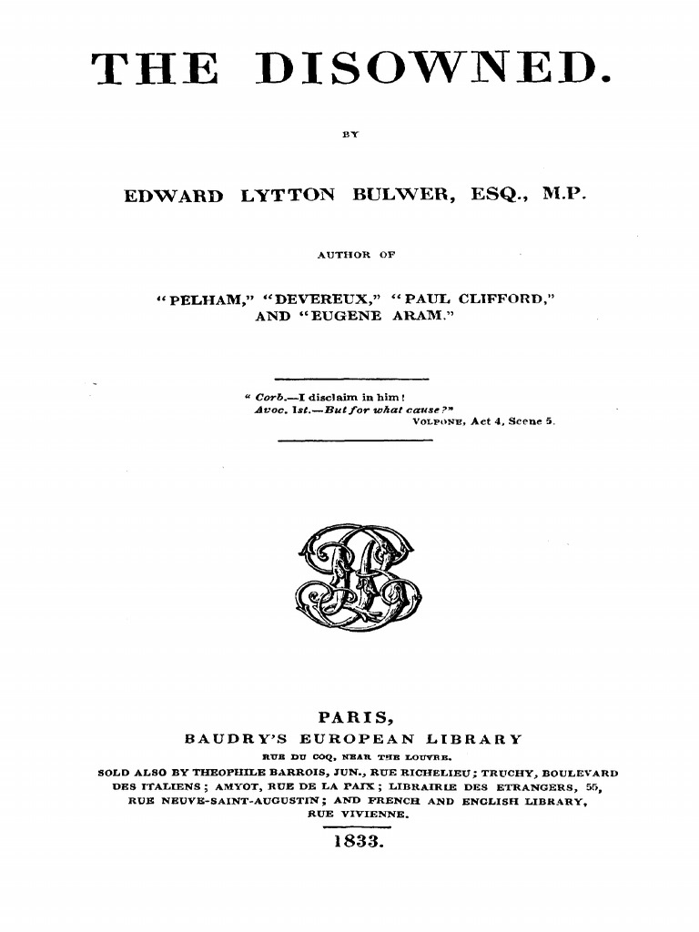 Bulwer-Lytton Edward (1829)-The Disowned | PDF
