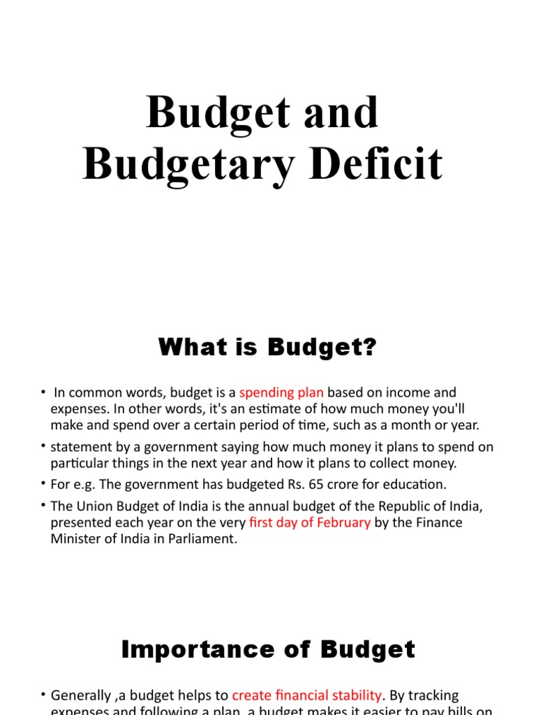 Budget and Budgetary Deficit | PDF | Government Budget Balance ...