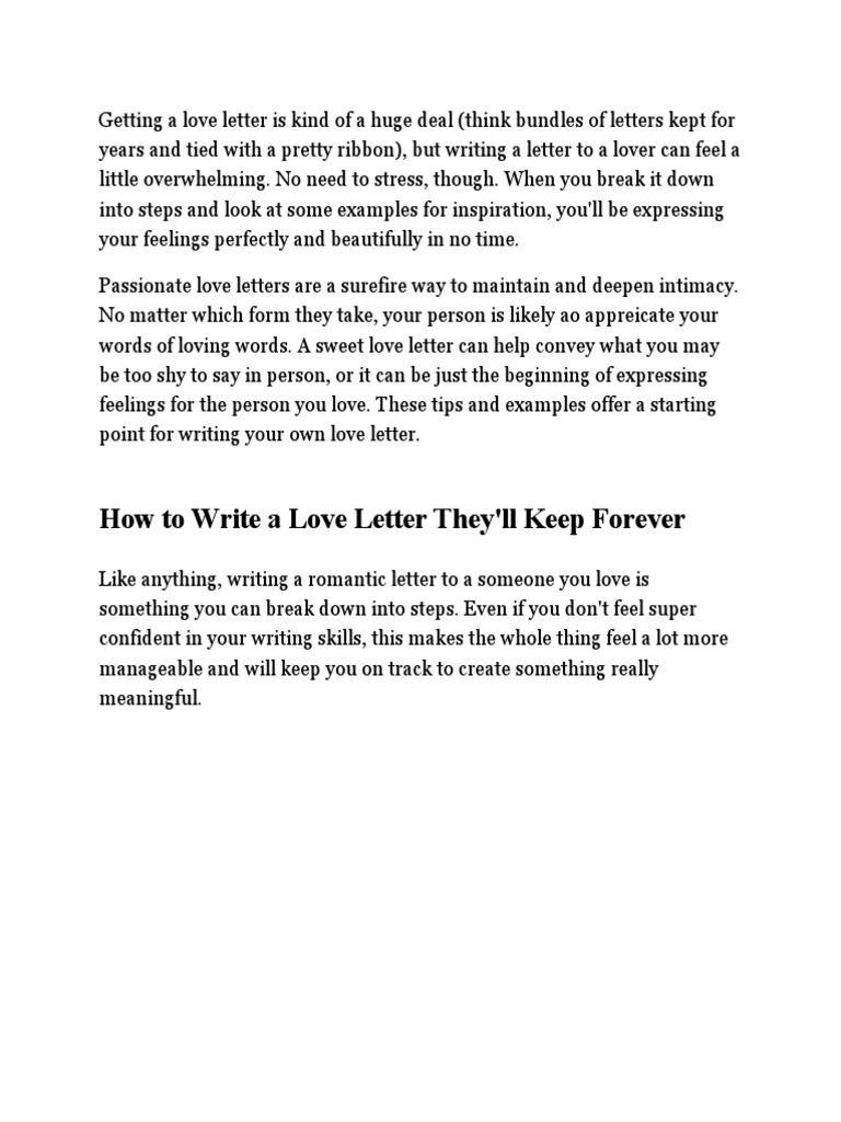 How to Write a Memorable Love Letter | PDF