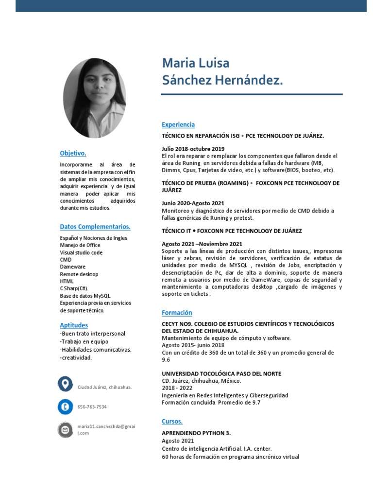 Cv Maria Luisa Sanchez Hdz Pdf