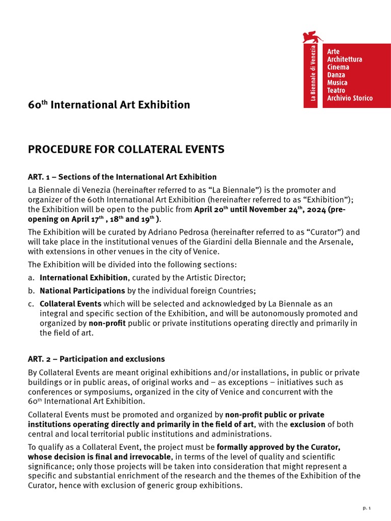 Venice Biennale 2024 Collateral Events Guide | PDF