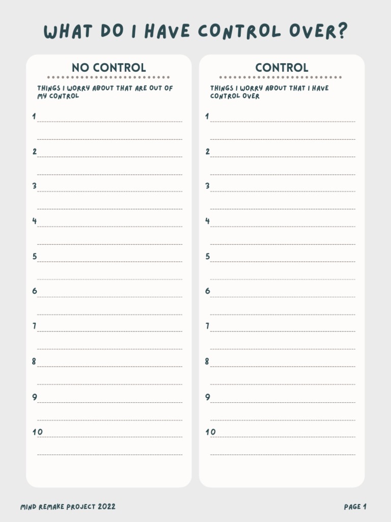 What Do I Have Control Over | PDF
