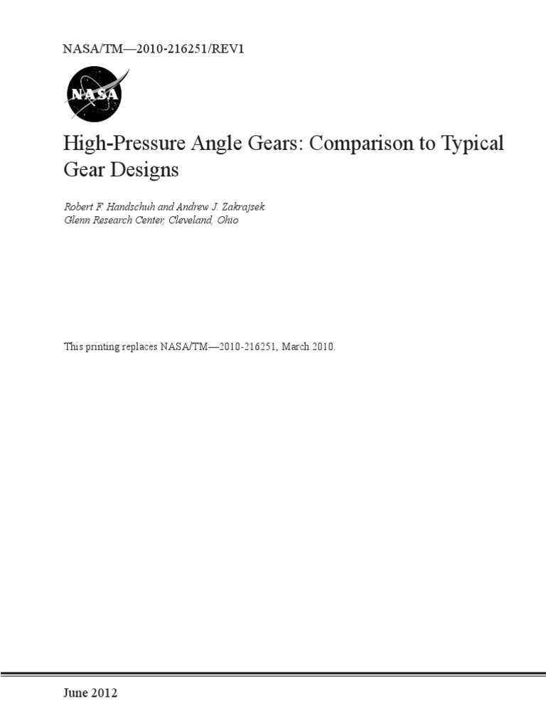 NASA-High-Pressure Angle Gears | PDF
