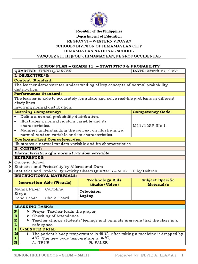 Day 9 - Illustrating A Normal RV and Its Characteristics | PDF