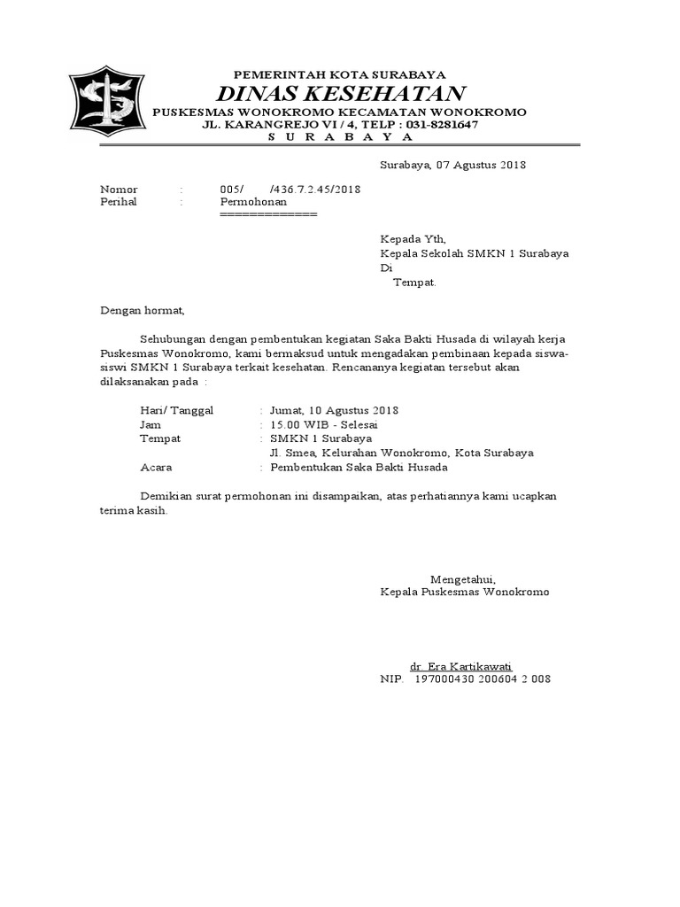 Surat Permohonan SBH 2018 | PDF