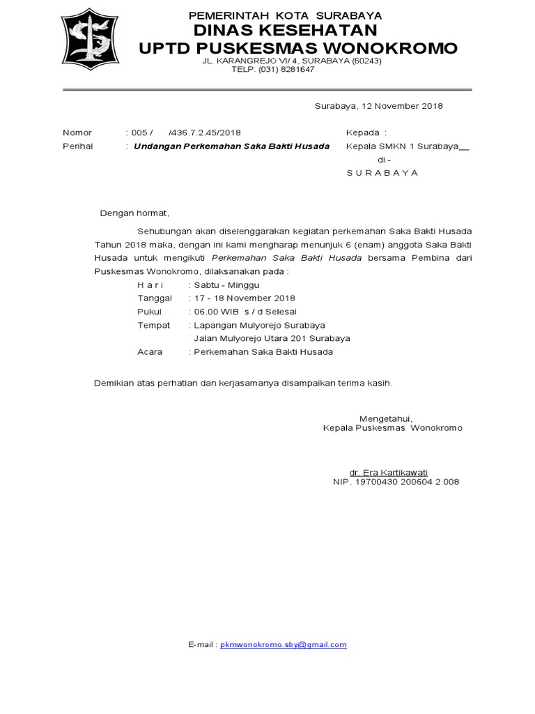 Surat Undangan Perkemahan SBH | PDF