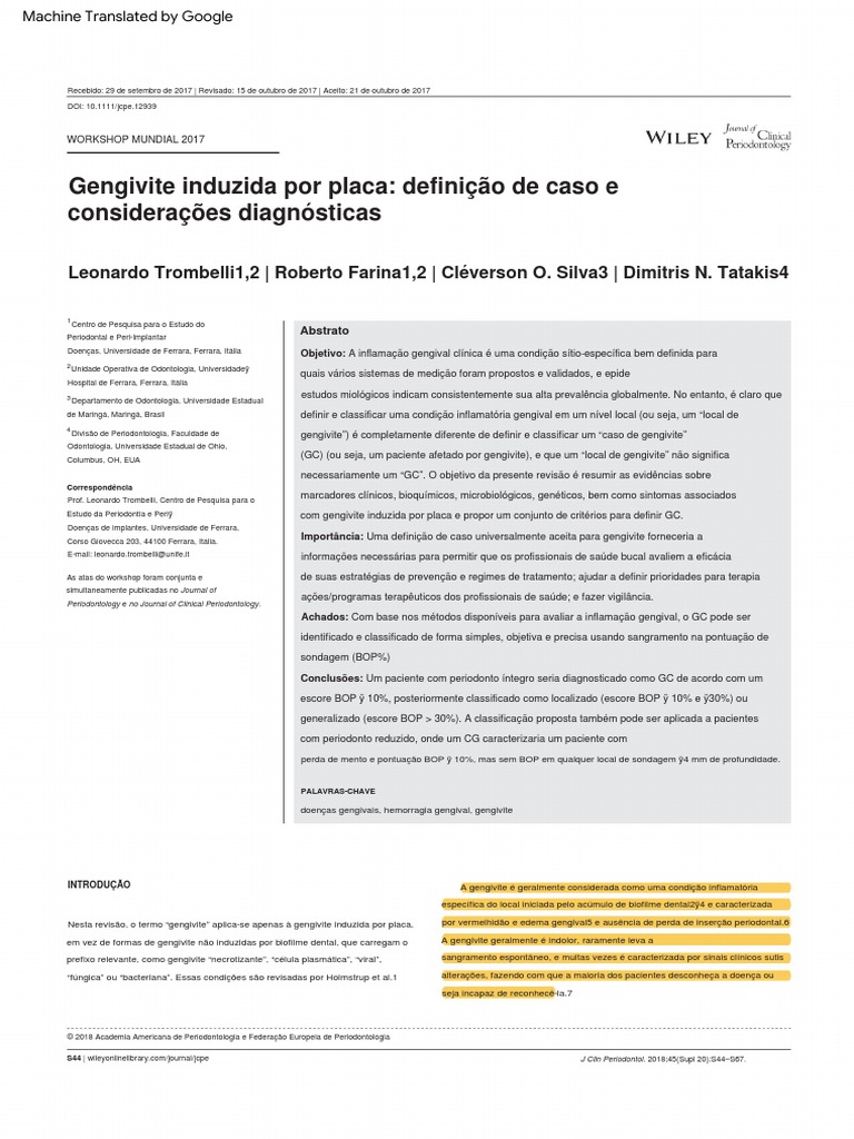 Plaque‐Induced Gingivitis- Case Definition and Diagnostic ...