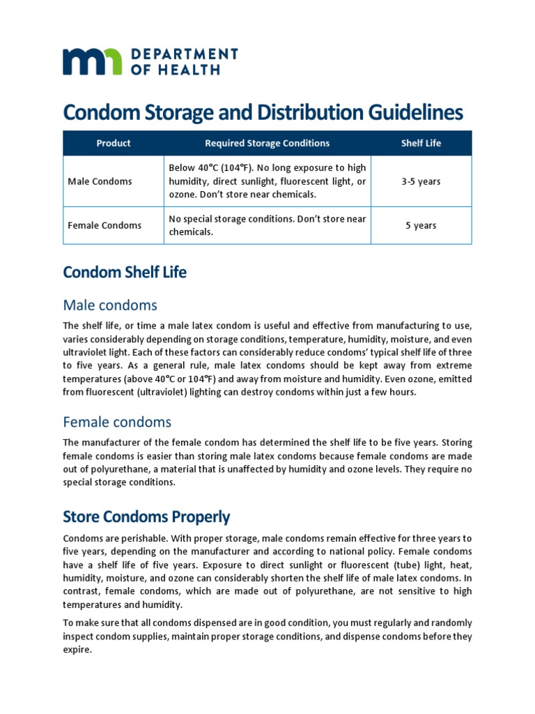 Condom Storage and Shelf Life Guidelines | PDF