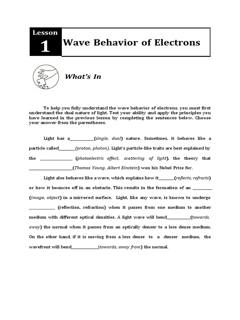 Lesson 5 Wave Properties of Light | PDF | Electron | Light