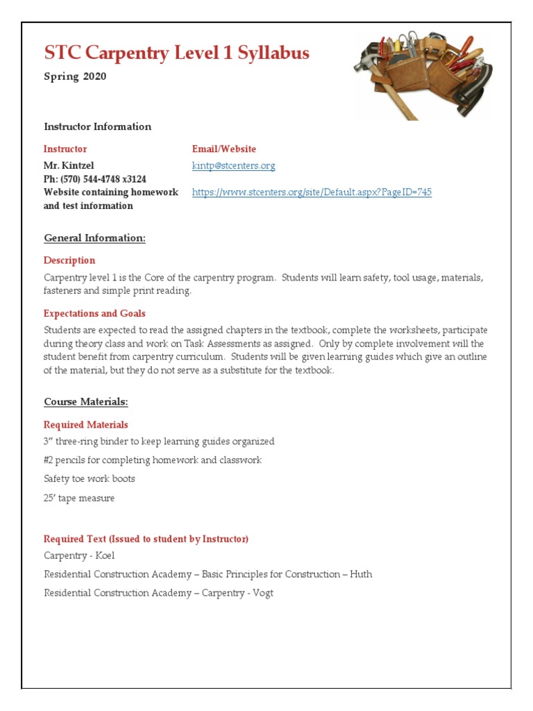 BEst - Carpentry Syllabus Level 1 - PDF | PDF | Carpentry | Framing ...