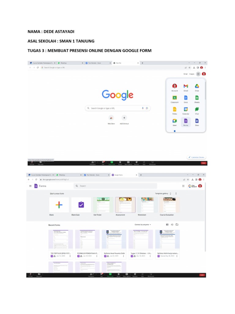 TUGAS 3_MEMBUAT PRESENSI ONLINE DENGAN GOOGLE FORM | PDF