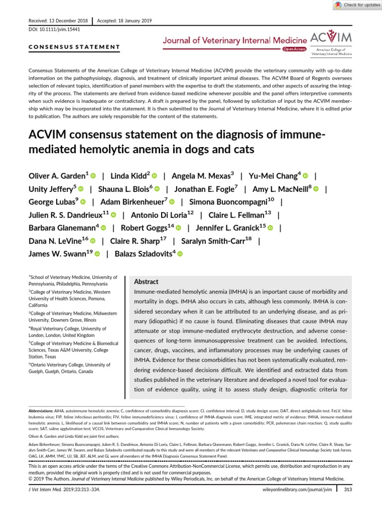 Veterinary Internal Medicne - 2019 - Garden - ACVIM Consensus Statement On The Diagnosis of ...